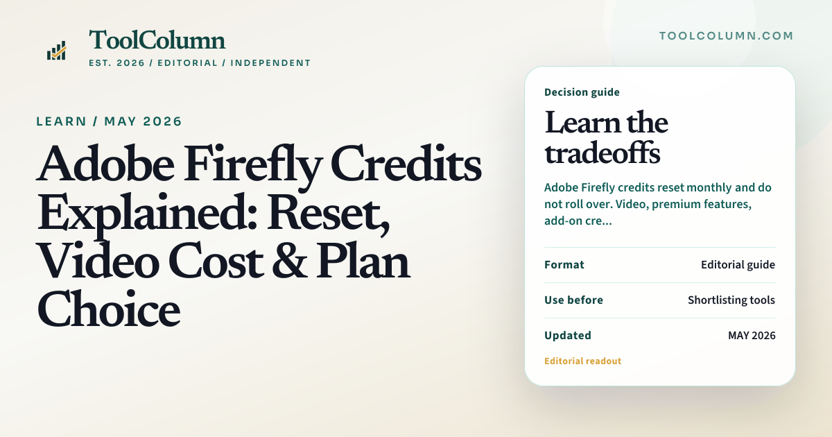 Adobe Firefly Credits: Reset, Video & Plans | ToolColumn