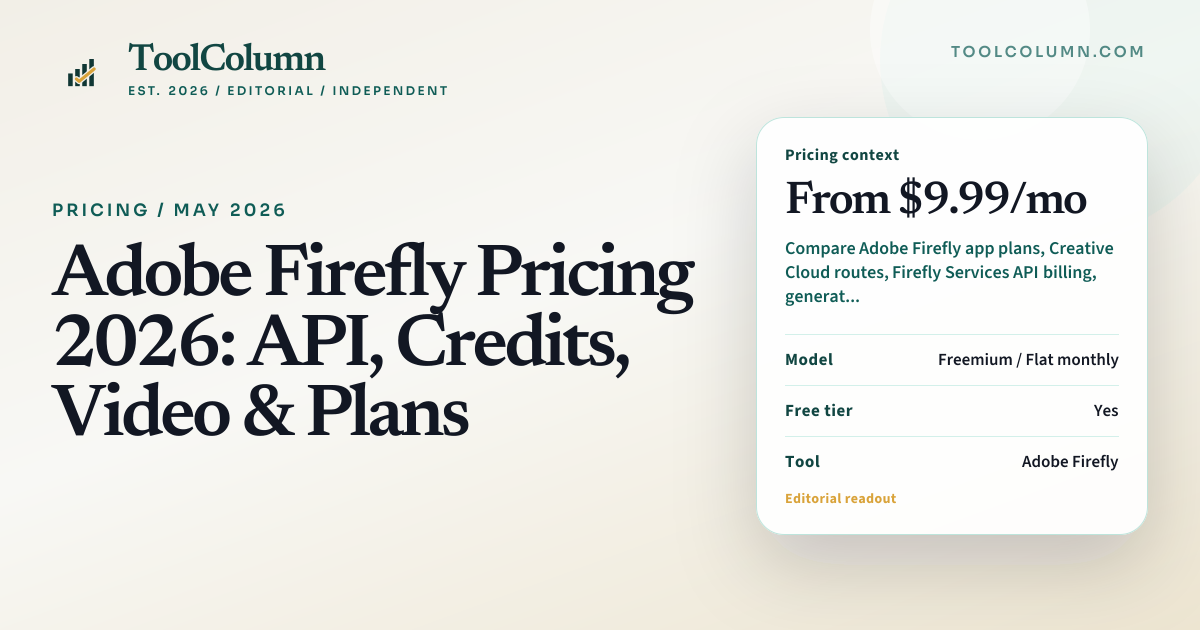 Adobe Firefly Pricing: API, Credits & Video | ToolColumn